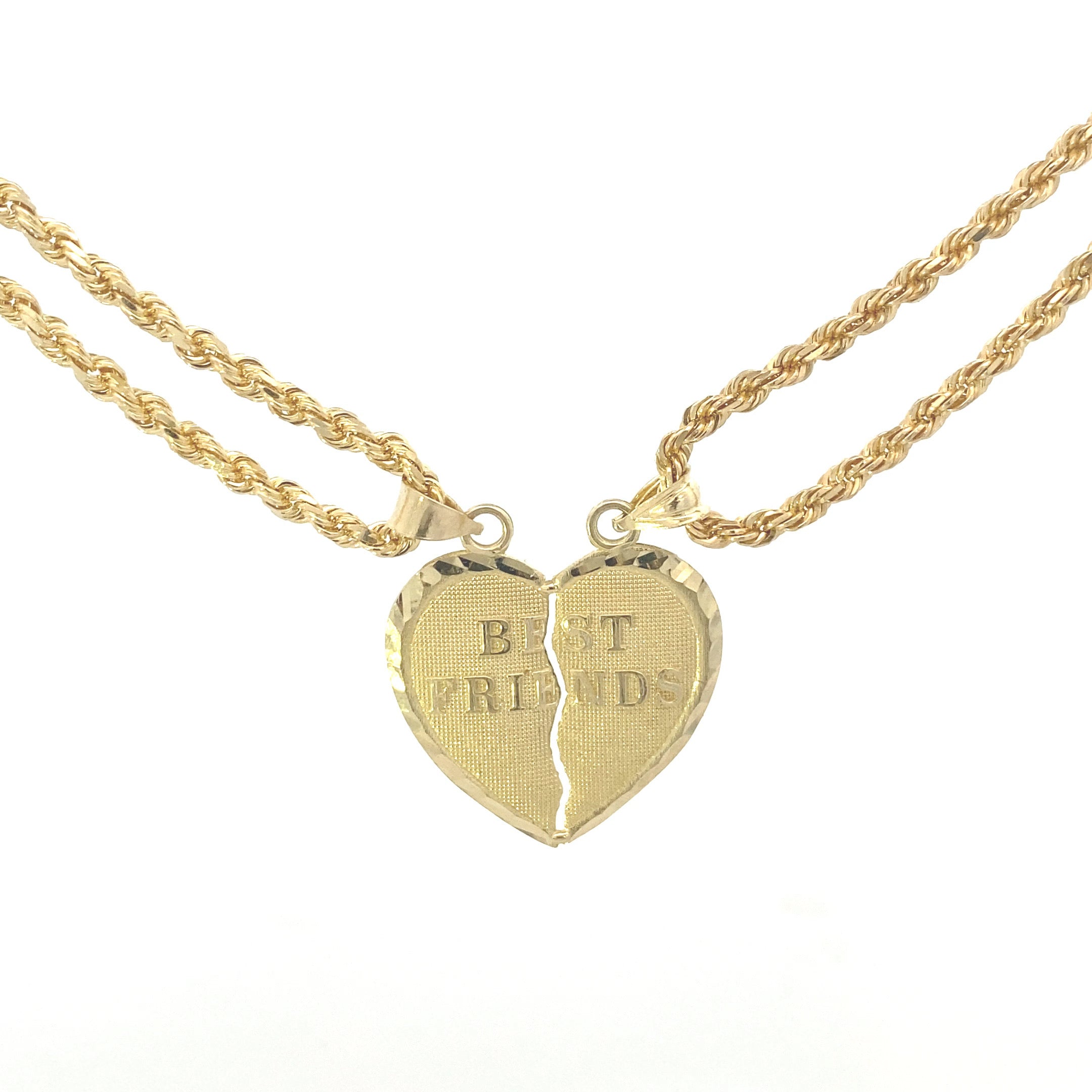 10K Yellow Gold Matching Two-Piece Broken Heart Best Friends Chain Pie ...