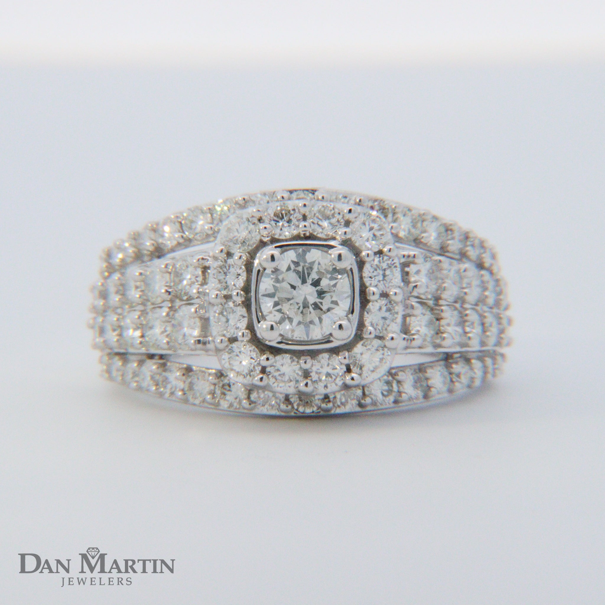 14K White Gold "GABRIELLA" 2CT. Triple Band Diamond Engagement Ring ...